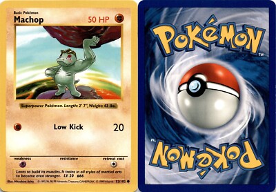 1999 Pokemon, Base Set Shadowless, #52/102 Machop, Common (b) | eBay