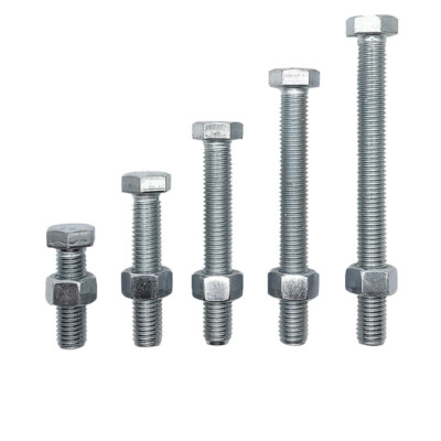 M8 x 45mm Hex Set Screw Bolt & Nut Metric Coarse 1.25p HT Class 8.8 ...