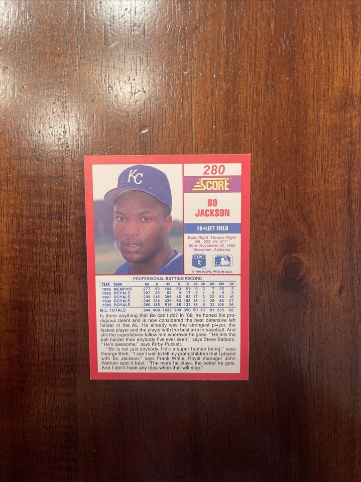 1990 Bo Jackson Score Baseball Card #280 | eBay