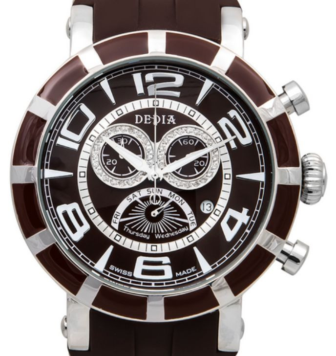DEDIA 50mm Men's C Collection Diamond Day/Date Swiss Chrono Watch ...