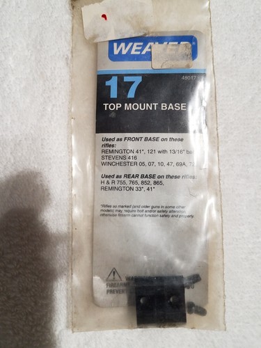 Weaver Top Mount Scope Base 48017 For Winchester, Remington Length is 3 ...