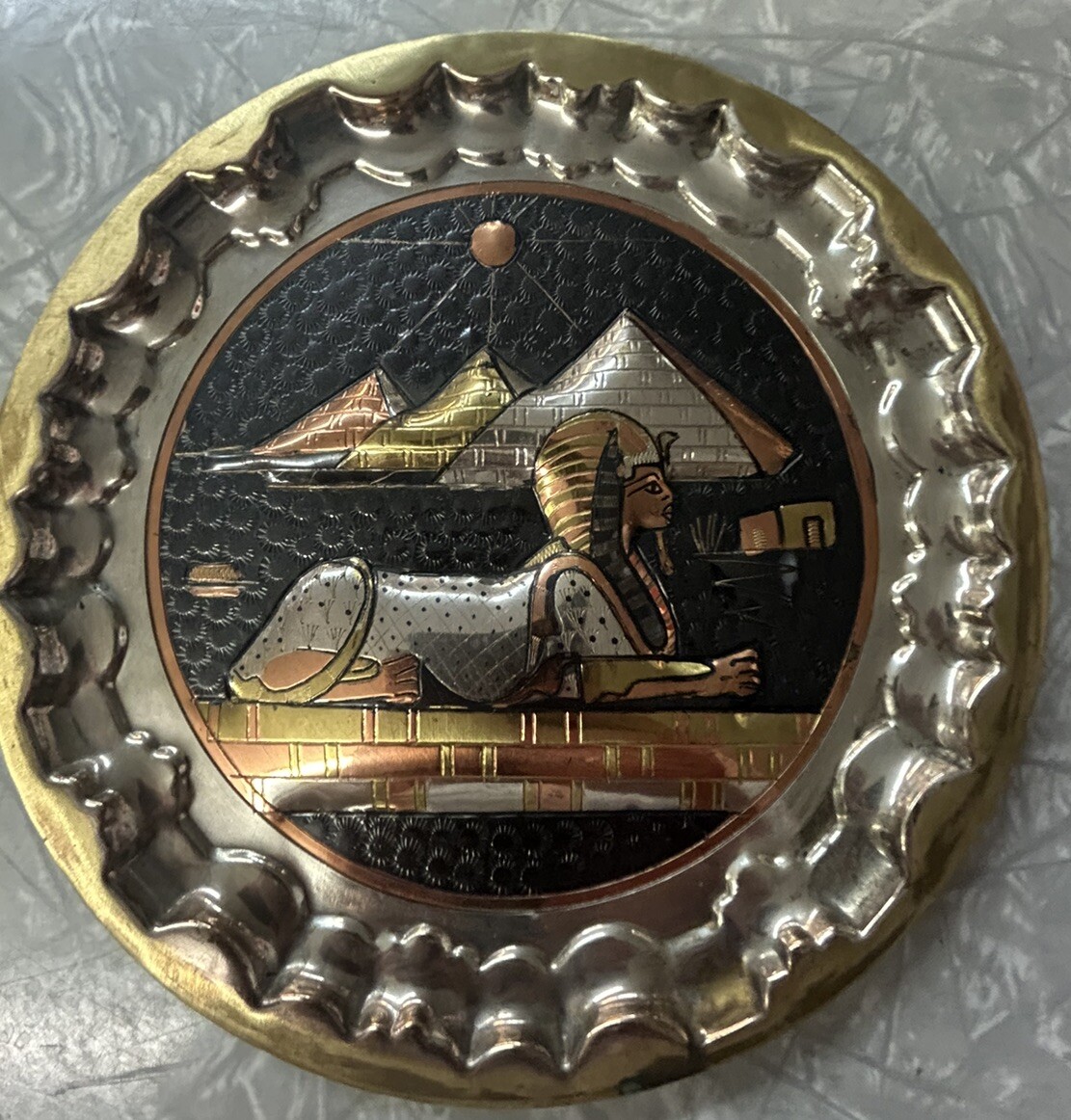 Egyptian Sphinx 8.5 Inch Copper Plate 3 Pyramids Wall Decoration | eBay