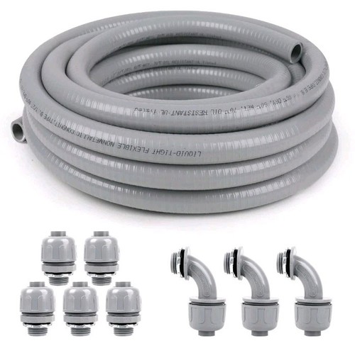 1/2inch 100ft Liquid-Tight Conduit and Connector Kit,Flexible Non ...