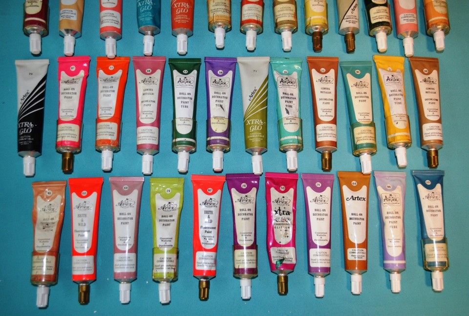 Vintage Lot of 49 ARTEX Paint Tubes, Roll-On Decorator Paint | eBay