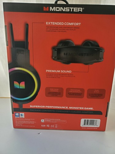 NIB Monster LED Gaming Headset PC/MAC PS4/Xbox Color Changing Premium ...