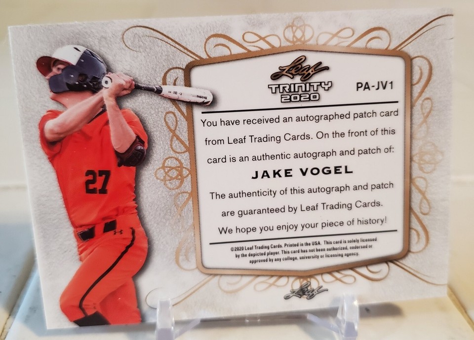 2020 Leaf Trinity JAKE VOGEL RPA Jersey RELIC Auto Autograph Card #/75 ...