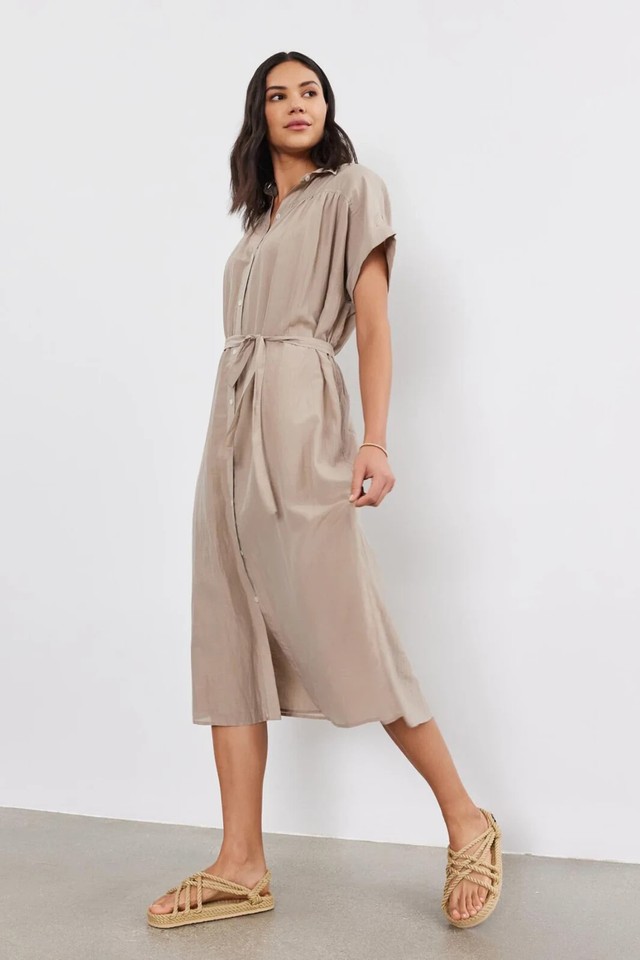 VELVET By Graham & Spencer Marla Silk Cotton Voile Dress Rope S $336 H2 ...