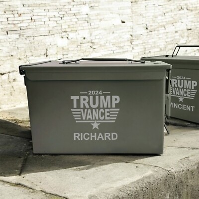 Trump-Vance 2024 Personalized Engraved Metal 50 Caliber Ammo Can | eBay