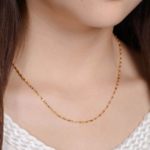 Pure 999 24K Yellow Gold Necklace/ Full Star Chain Necklace 18 inches ...
