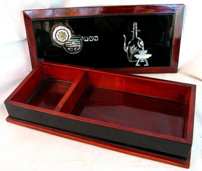 ANTIQUE LACQUER TEA BOX w INLAID ABALONE AND MOTHER OF PEARL c.1950 | eBay