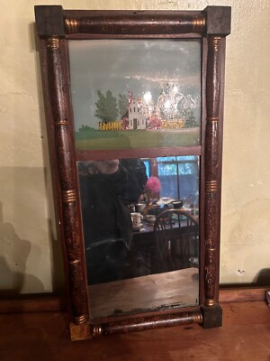 Antique Federal American Mirror ~ Brown and Gold Painted Frame EUC | eBay