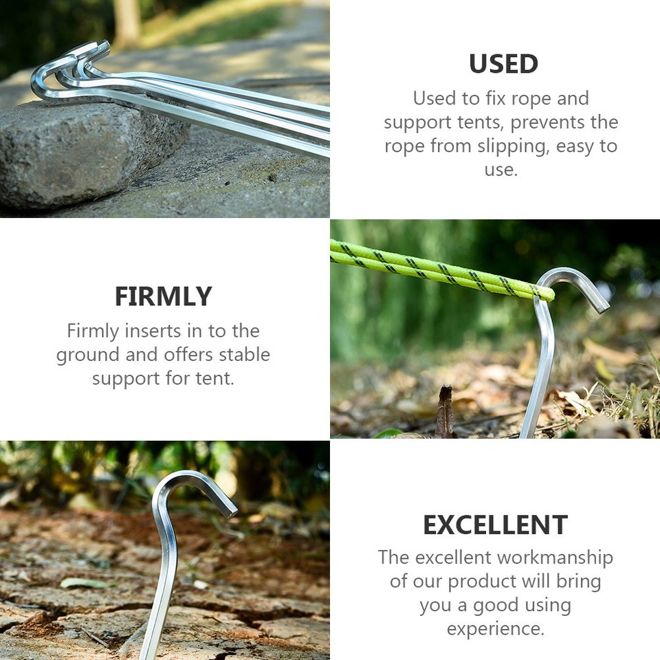 12PCS Outdoor Camping Tent Pegs Question Mark Shape Ground Nail Tent ...