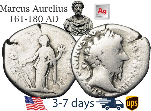 Ancient Roman Empire Coin Silver Denarius Marcus Aurelius 161 180 AD ...