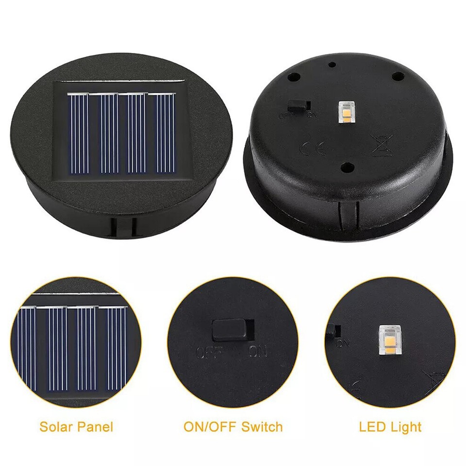 4Pcs Solar Lights Replacement Top with LED Bulbs Solar Panel Lantern ...
