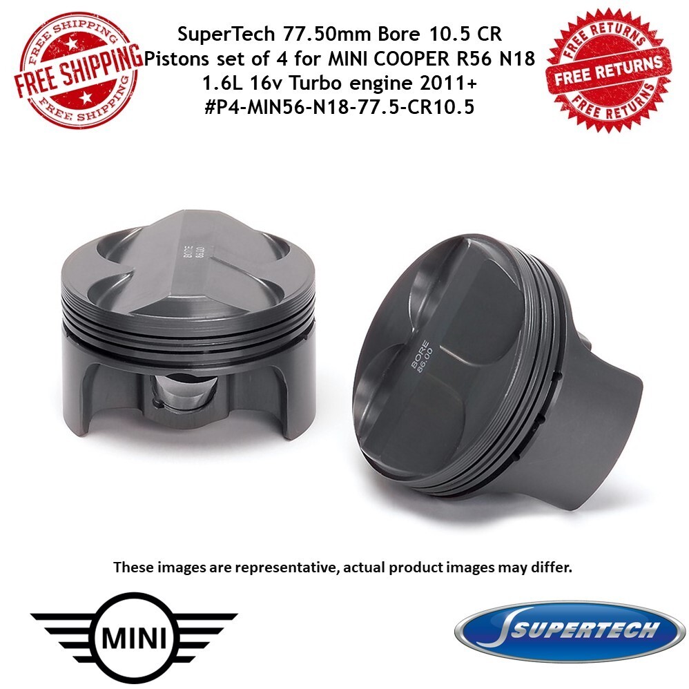 SuperTech 77.50mm Bore 10.5 CR Pistons Set of 4 for R56 N18 1.6L 16v ...