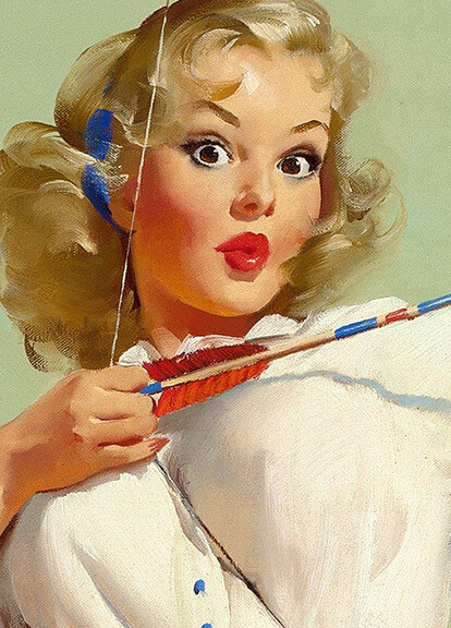 "Aiming High" Vintage Style 1959 Elvgren Archery PinUp Girl Poster ...