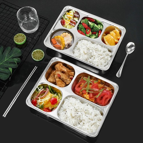 1pc 24*17*4cm School Mess Hall Stainless Steel Divider Plate Lunch ...