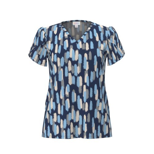 LuLaRoe 2XL Remi V-Neck Tulip Sleeve Top - navy/blue/gray multi color ...
