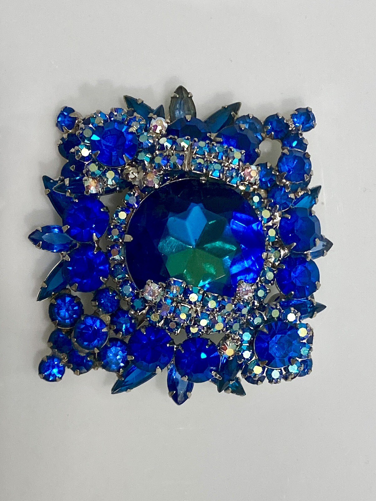 HUGE VINTAGE JULIANA AB BLUE watermelon LAYERED RHINE… - Gem