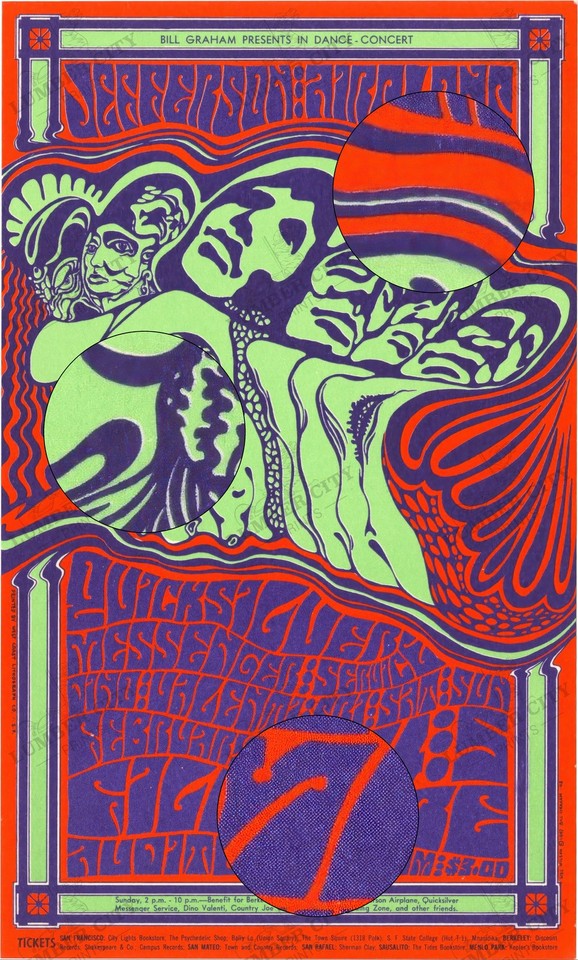 Jefferson Airplane Quicksilver 1967 Psychedelic Fillmore Poster Art ...