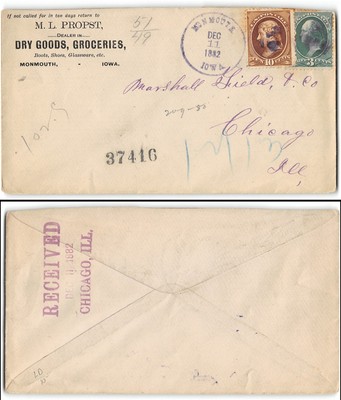 grocer, Monmouth IA to Chicago IL, 1882 | eBay