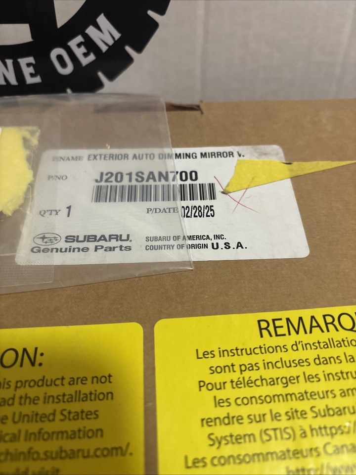 Genuine Subaru Mirror Assembly - (Left-hand) J201SAN700 BRAND NEW OEM ...