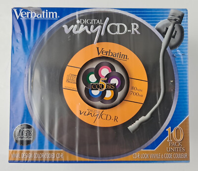 10 Pack Verbatim Digital Vinyl 52x CD-R Media 5 Colors 700MB Free ...