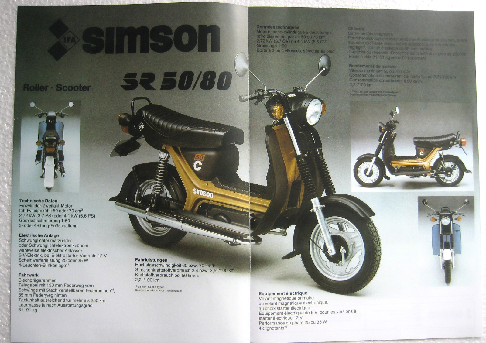 PROSPEKT Werbung DATENBLATT Simson Roller SR50 SR80 SCOOTER aus Suhl 42cm x 29cm | eBay.de