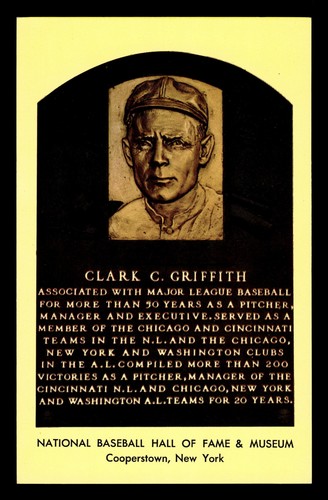 Clark Griffith Yellow Hall of Fame Plaque Postcard | eBay