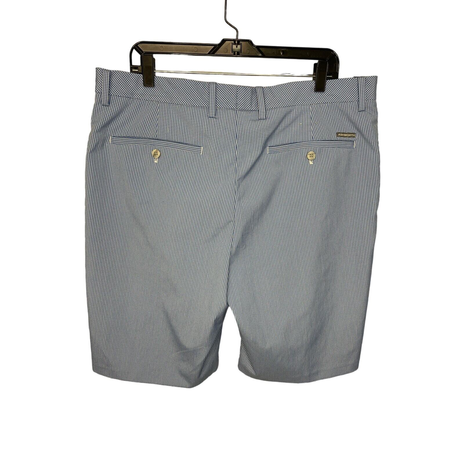 Ashworth blue white patterned golf athletic flat front shorts men's ...