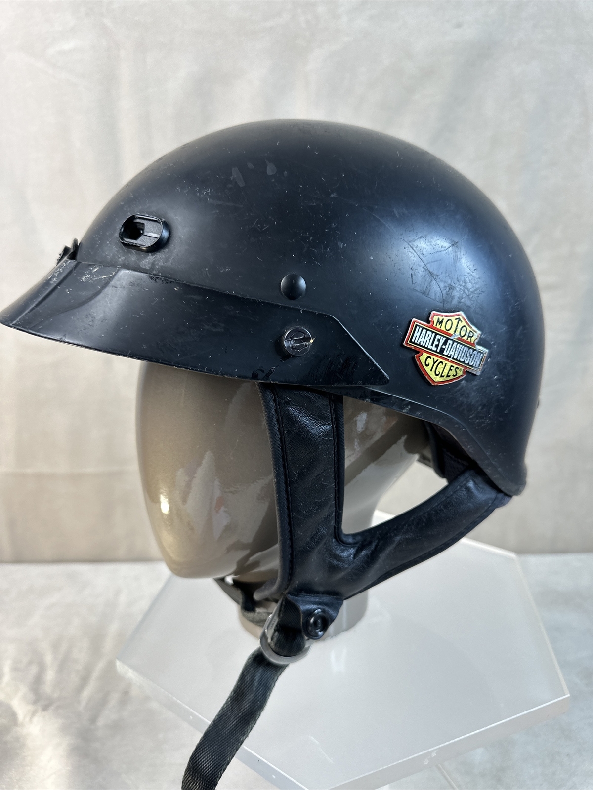 Harley Davidson Motorcycle Half Helmet Matte Black W/ Logo Adult S-M ...