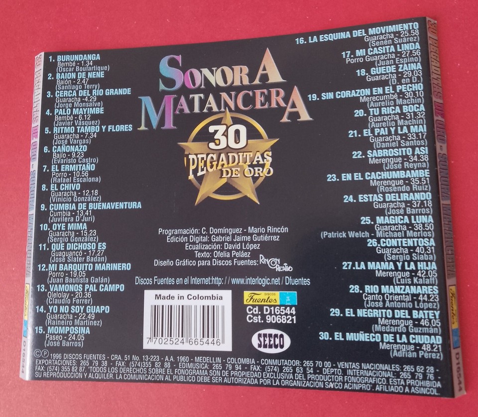 Import CD Sonora Matancera - 30 Pegaditas De Oro 1996 Johnny Pacheco Celia Cruz | eBay