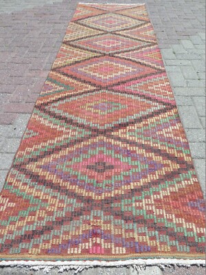 Vintage Turkish Kilim Runner, Carpet Runner, Long Rug Aisle Rug Hallway ...