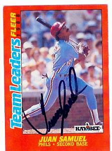 Juan Samuel autographed baseball card (Phillies) 1988 Fleer Team ...