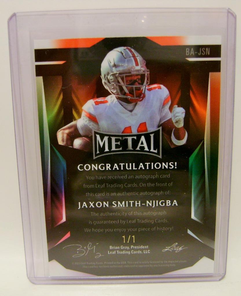 JAXON SMITH-NJIGBA GOLD TRUE 1/1 AUTO AUTOGRAPHED LEAF METAL FOOTBALL ...