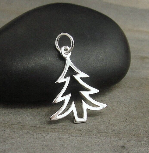 925 Sterling Silver Christmas Tree Charm - Pine Tree Pendant Jewelry ...
