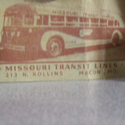 Vintage Matchbook U5 Macon Missouri Transit Lines Bus Inside 213 N ...