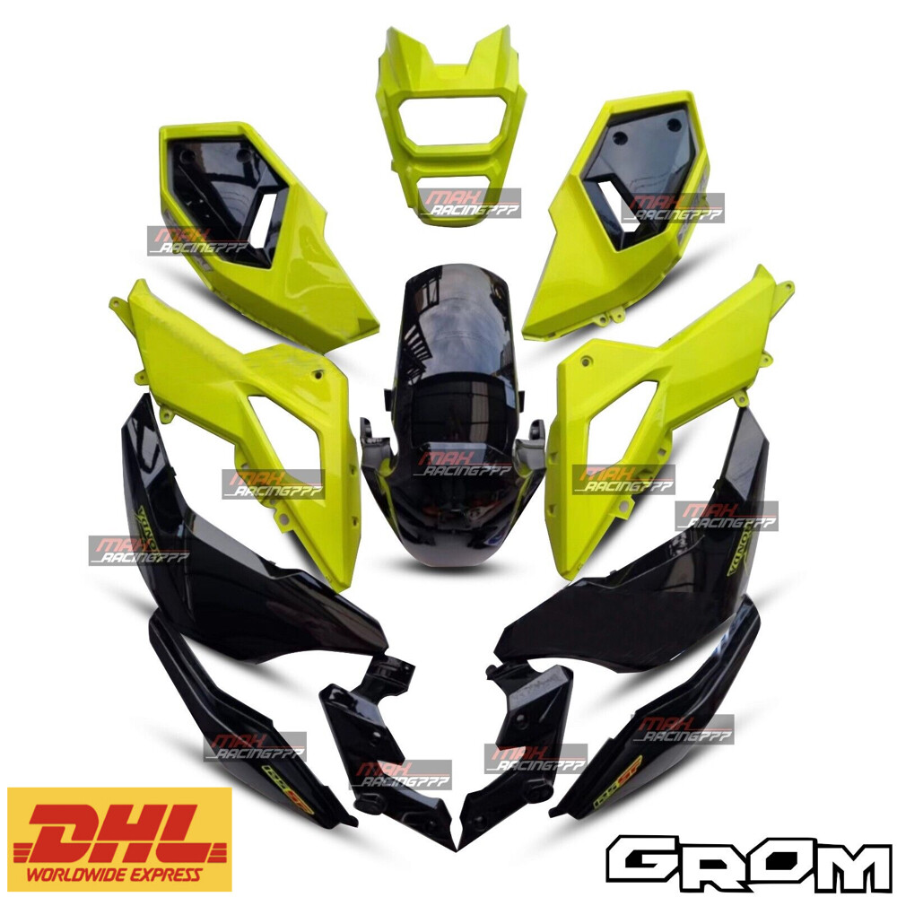 YELLOW+BLACK FULL PLASTIC PANEL FAIRING BELL PAN HONDA GROM MSX SF 125 ...