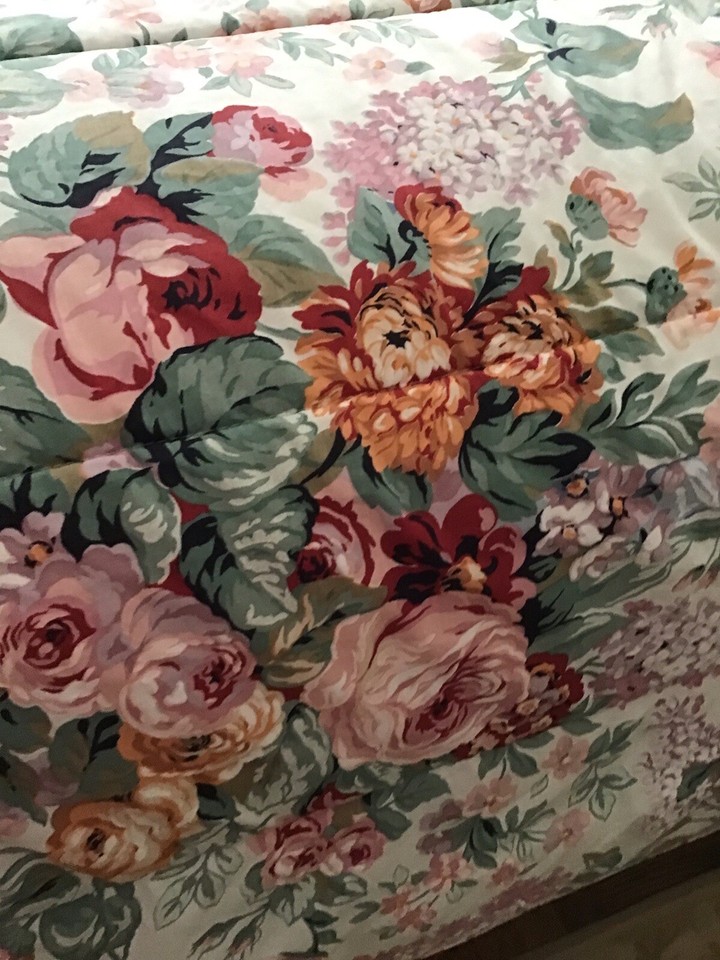 RALPH LAUREN Allison Floral Rose Full /Queen Comforter Blue Bow | eBay
