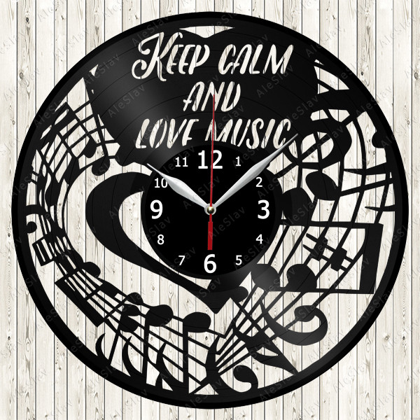 Keep Calm and Love Music Vinyl Record Wall Clock Decor Handmade 1718 | eBay