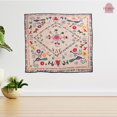 Vintage birds and floral motifs Gujarati textile multi thread work 5 ...