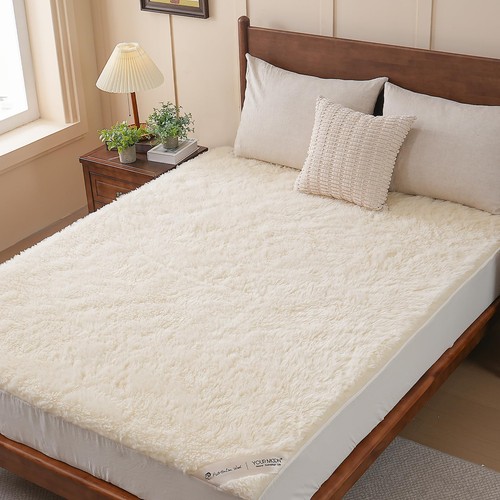 Pure Merino Wool Plush Mattress Pad Twin – 550GSM Thick Organic Wool ...