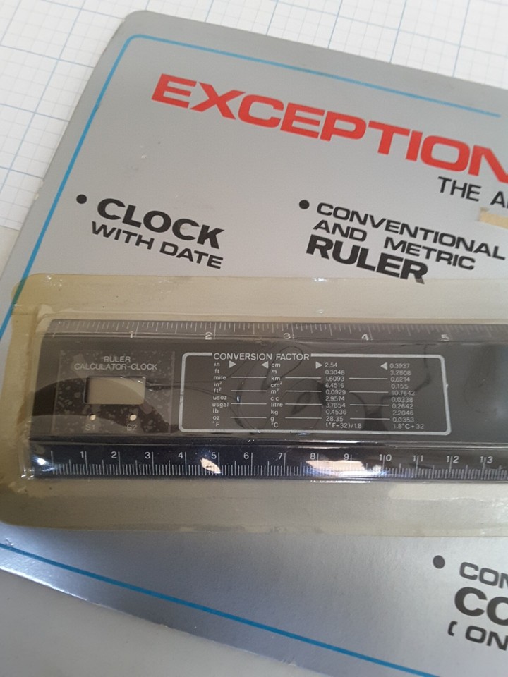 Vintage Conventional and Metric Ruler Calculator Clock Metric ...