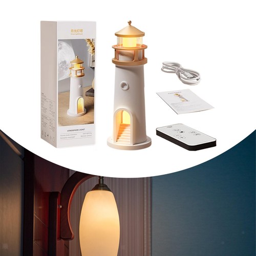 Lighthouse Shaped Light Desk Lamp Rechargeable Dimmable Bedside Table ...