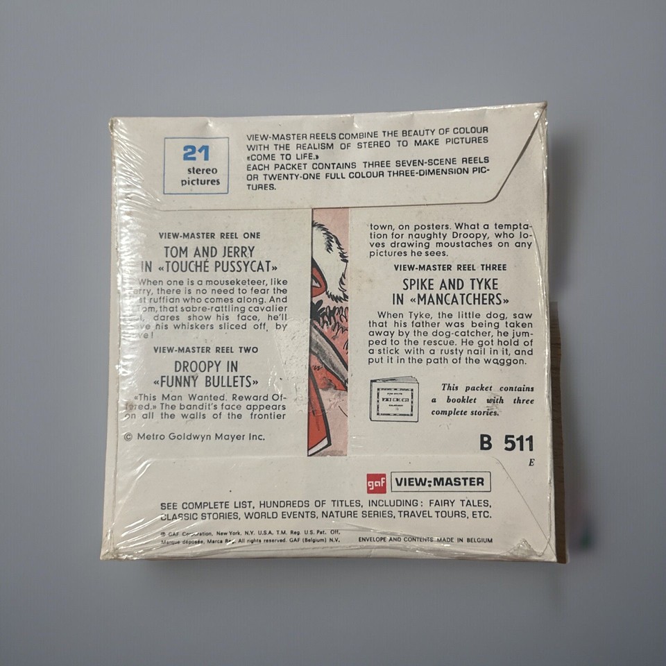 View-Master TOM & JERRY Droopy Spike & Tyke SEALED B511 Gaf reels Metro ...