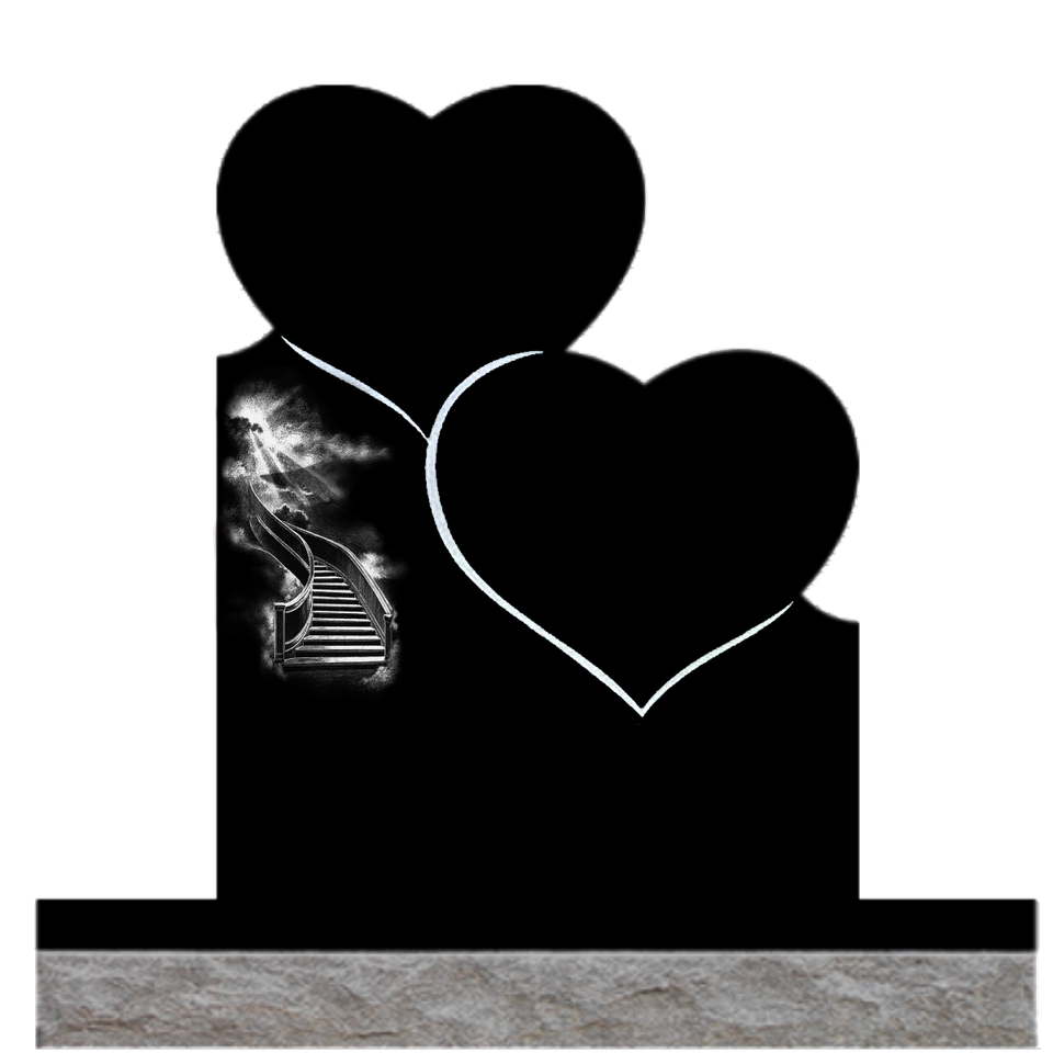 Headstone-stacked hearts companion - black granite- engraving included ...