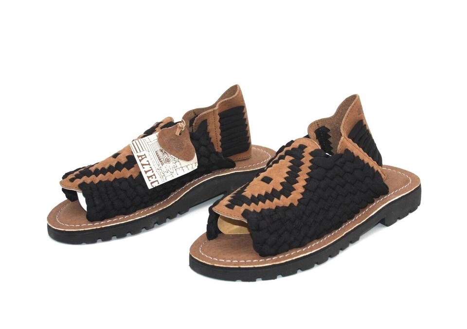 AZTEC HAND MADE IN MEXICO AZTEC NYLON JUAN BLACK/COFFEE SLIP ON SANDAL ...