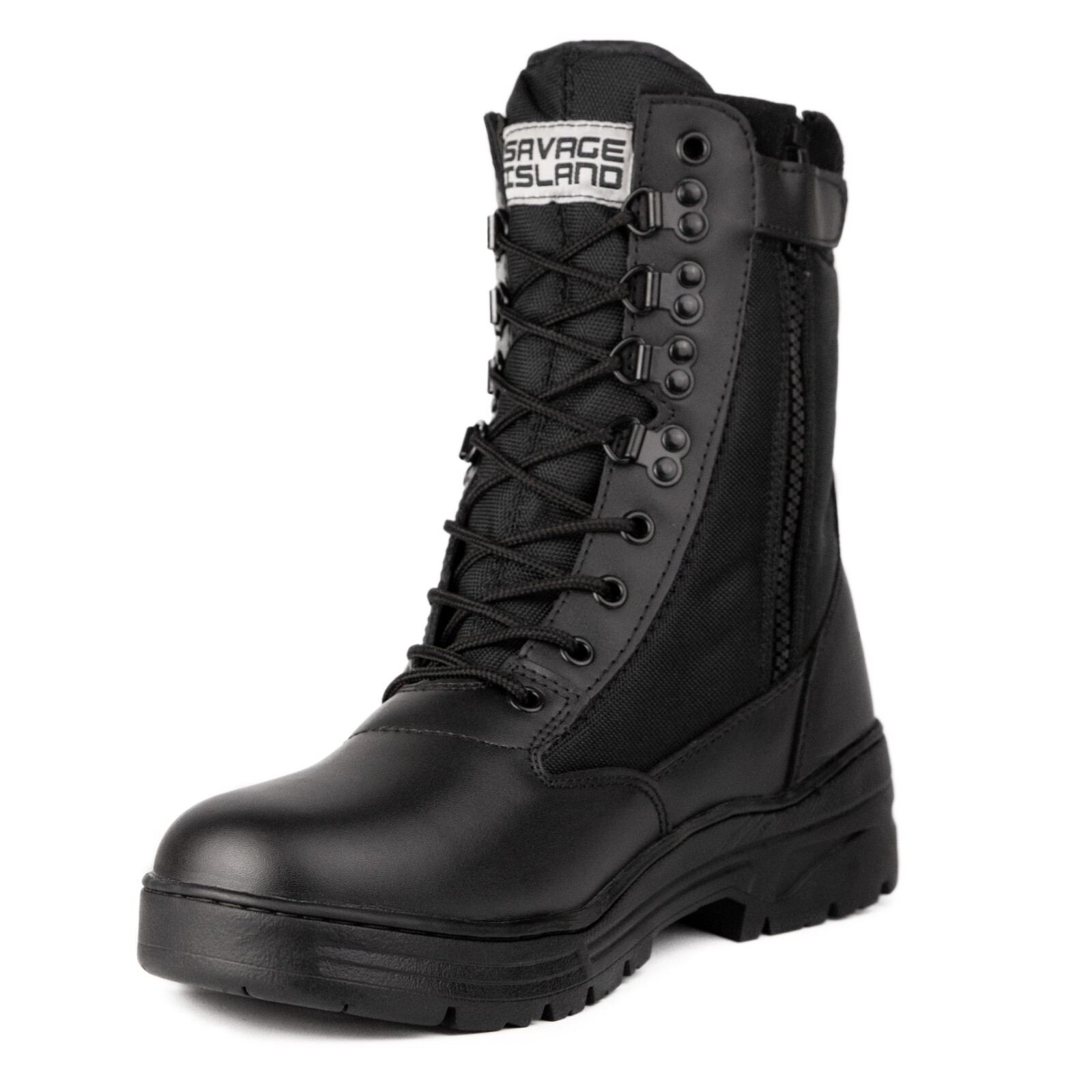 Black Leather SIDE ZIP Army Combat Boots Tactical Cadet Security ...