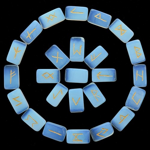 Opalite Gemstone Rune Stones Crystal Healing Set Irregular Shaped 25 ...