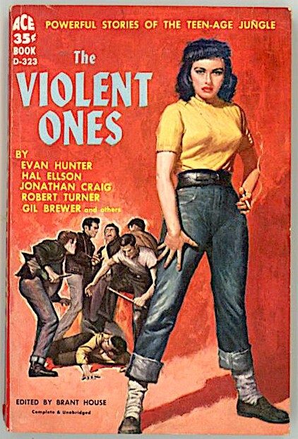 1958 Ace #D-328 THE VIOLENT ONES Hal Ellson Evan Hunter GGA Cover JUVIE ...